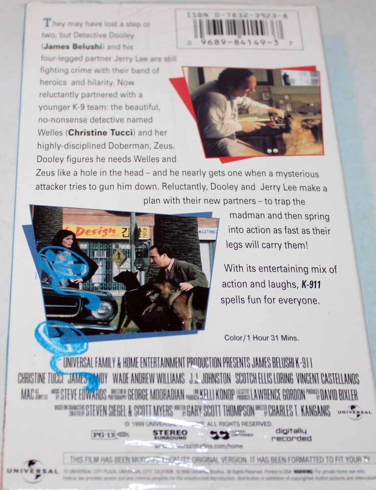 K-911 (New Sealed VHS, 1999) Jim Belushi, Christine Tucci, James Handy ...
