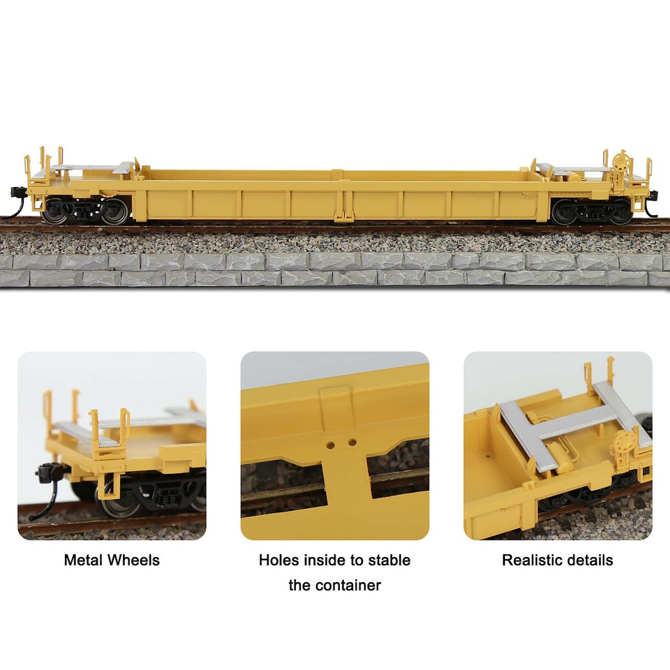 One Set HO Scale 40' Well Car 1:87 40ft 20ft Shipping Container Flatbed ...