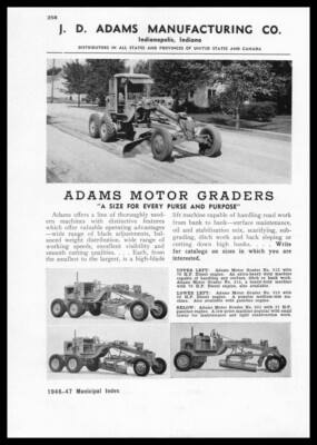 1946 JD Adams Mfg. Road Graders Indianapolis IN Vintage trade print ad ...