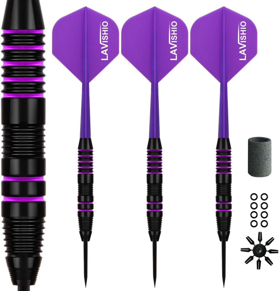 Professional Steel Tip Darts Metal Tip Set with Extra 3 Dart Flights ...