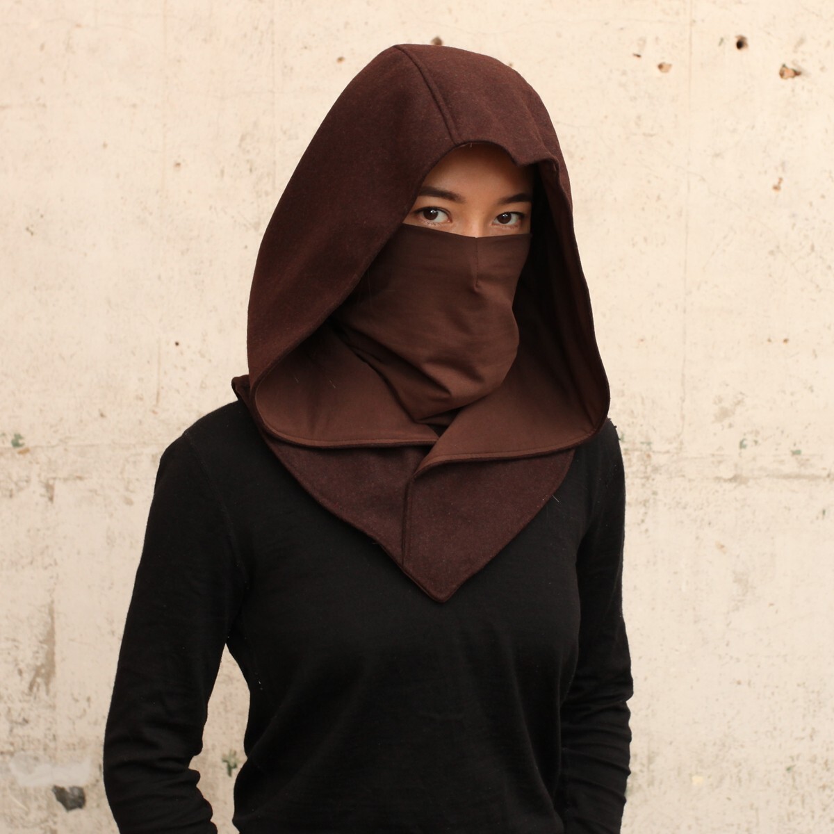 Brown Assassin Ninja Hood Mask Creed Larp Ren Faire Reenactment Costume ...