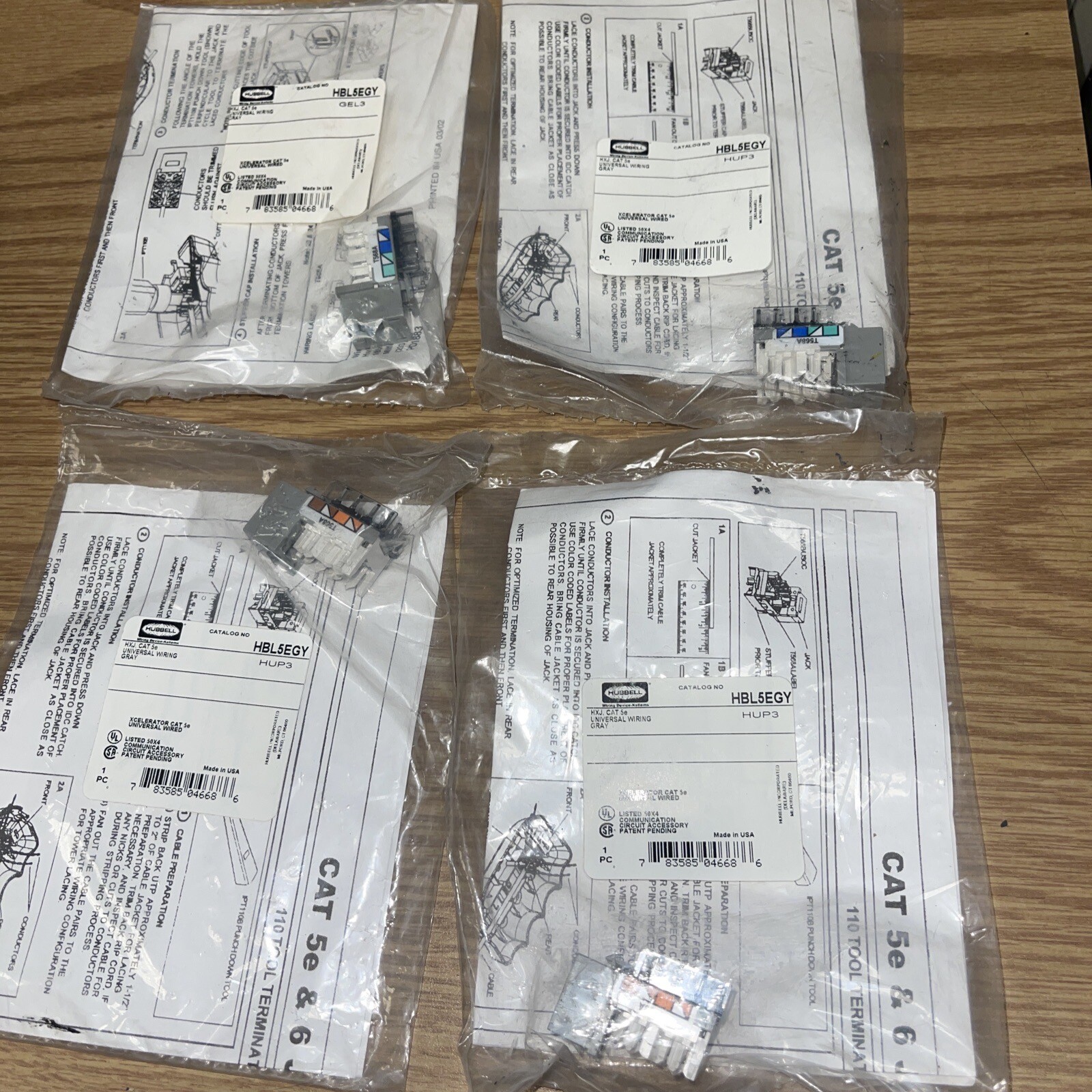 Lot Of 4 Hubbell HBL5EGY Grey HXJ CAT 5e COMMUNICATION CIRCUIT ...