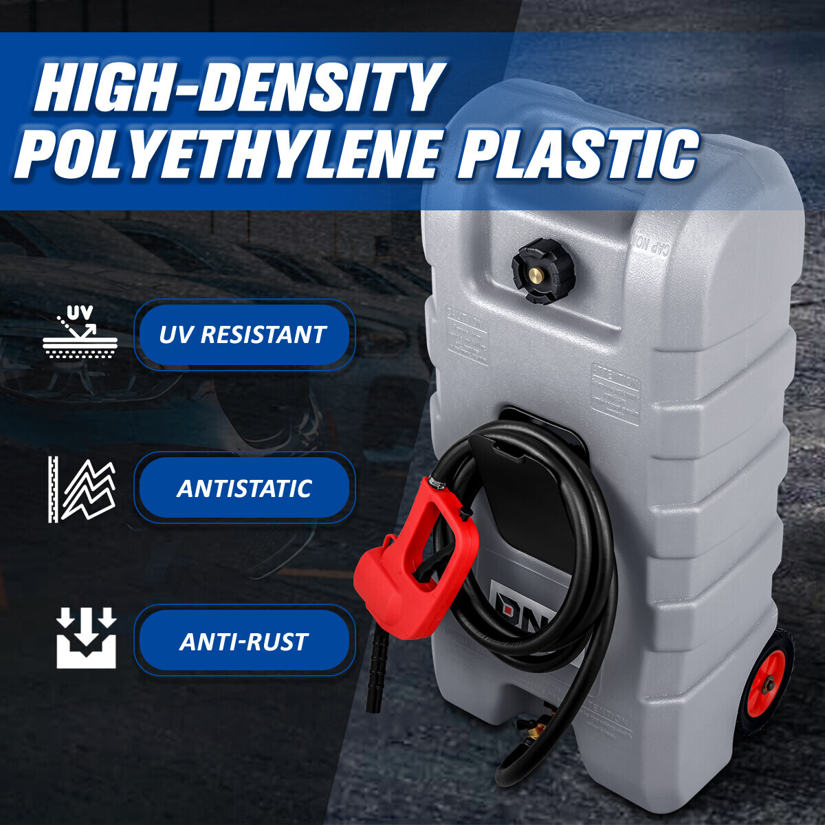 58L 15 Gal Grey Portable Fuel Diesel Caddy Oil Tank Container Pump w ...