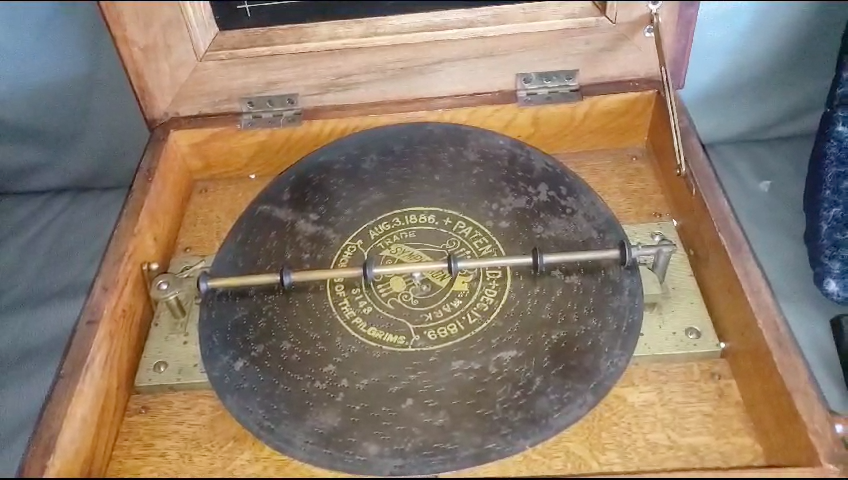 Antique Symphonion Mechanical Music Box W 25 11 3/4" Records Hand Crank ...