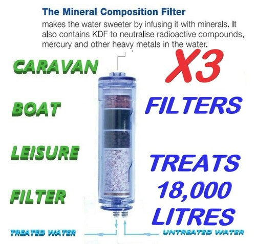 X3 Inline Water Filter Dechlorinator Leisure Caravan Boat Camper TREATS ...