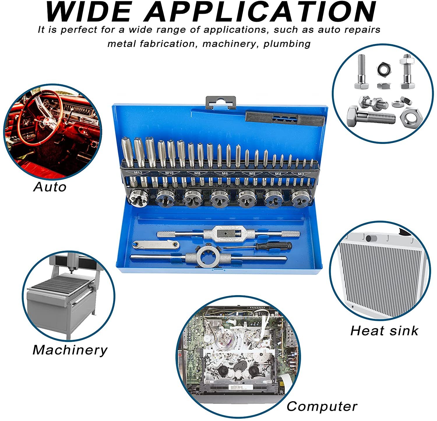 32pcs Tap and Die Set, Metric Hardened Steel Tool Set Threading ...