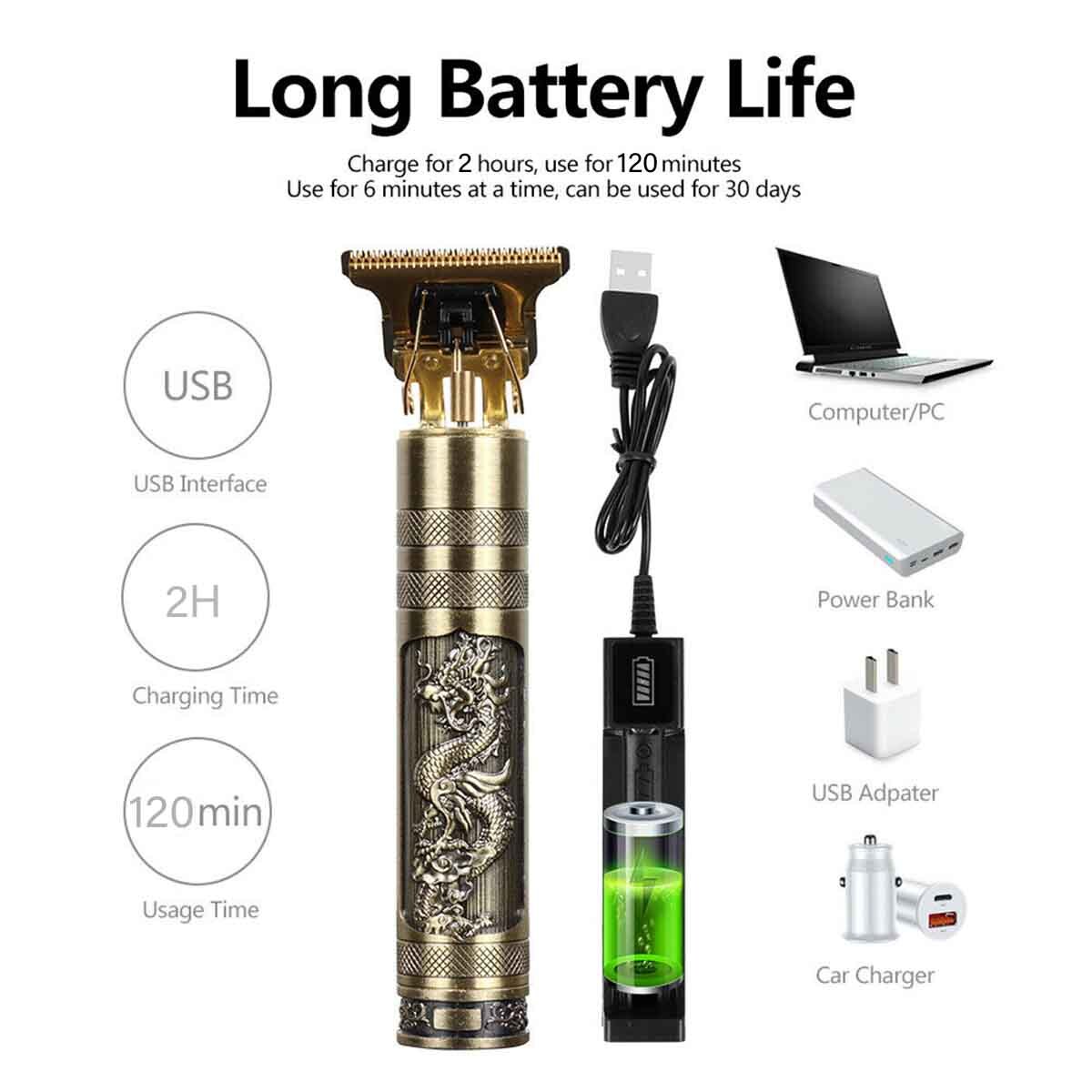 Hair Clippers Beard Trimmer for Men, Professional Hair Trimmer Bald ...