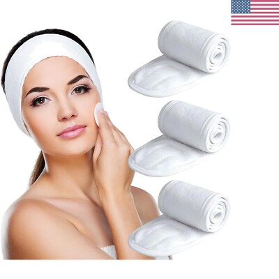 Versatile Spa Facial Headbands - Set of 3 Soft, Adjustable Terry Cloth ...