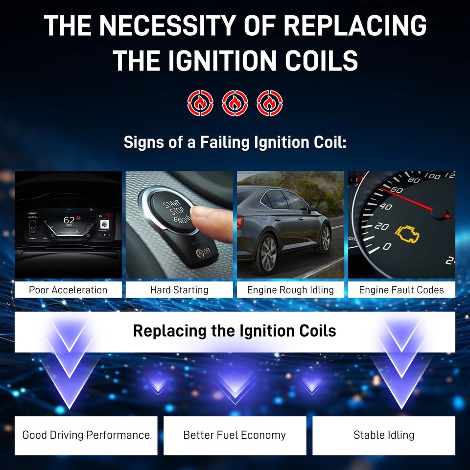 6x OEM Ignition Coil One-click Installation UF375 12566569 For Chevy 2. ...