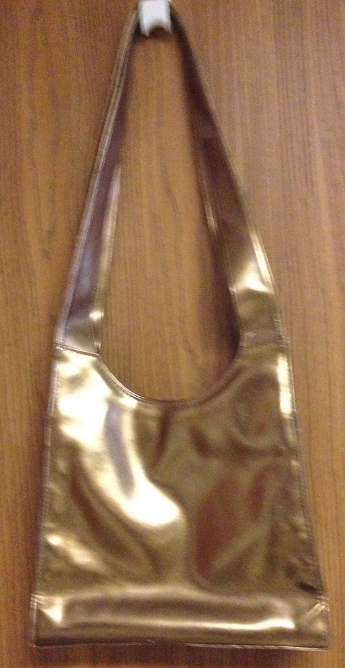 Elegant Imitation Leather Metallic Gold Colored Handbag Shoulder bag ...