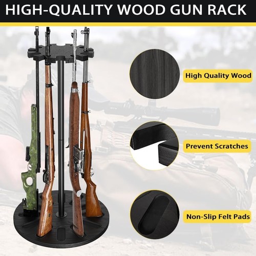 Indoor Gun Rack Rotating Gun Rifle Stand Heavy Solid Wood Gun Storage ...