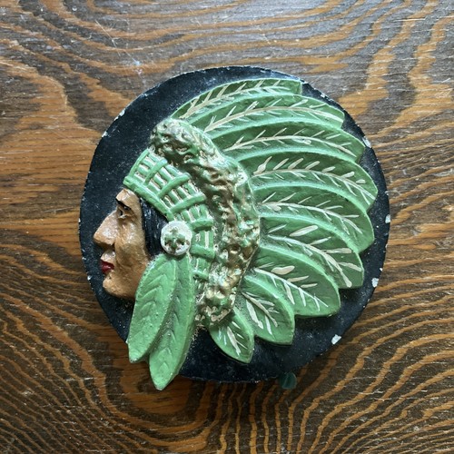 Vintage Native American Chalk-ware Wall Plaque Nice Colors Souvenir ...