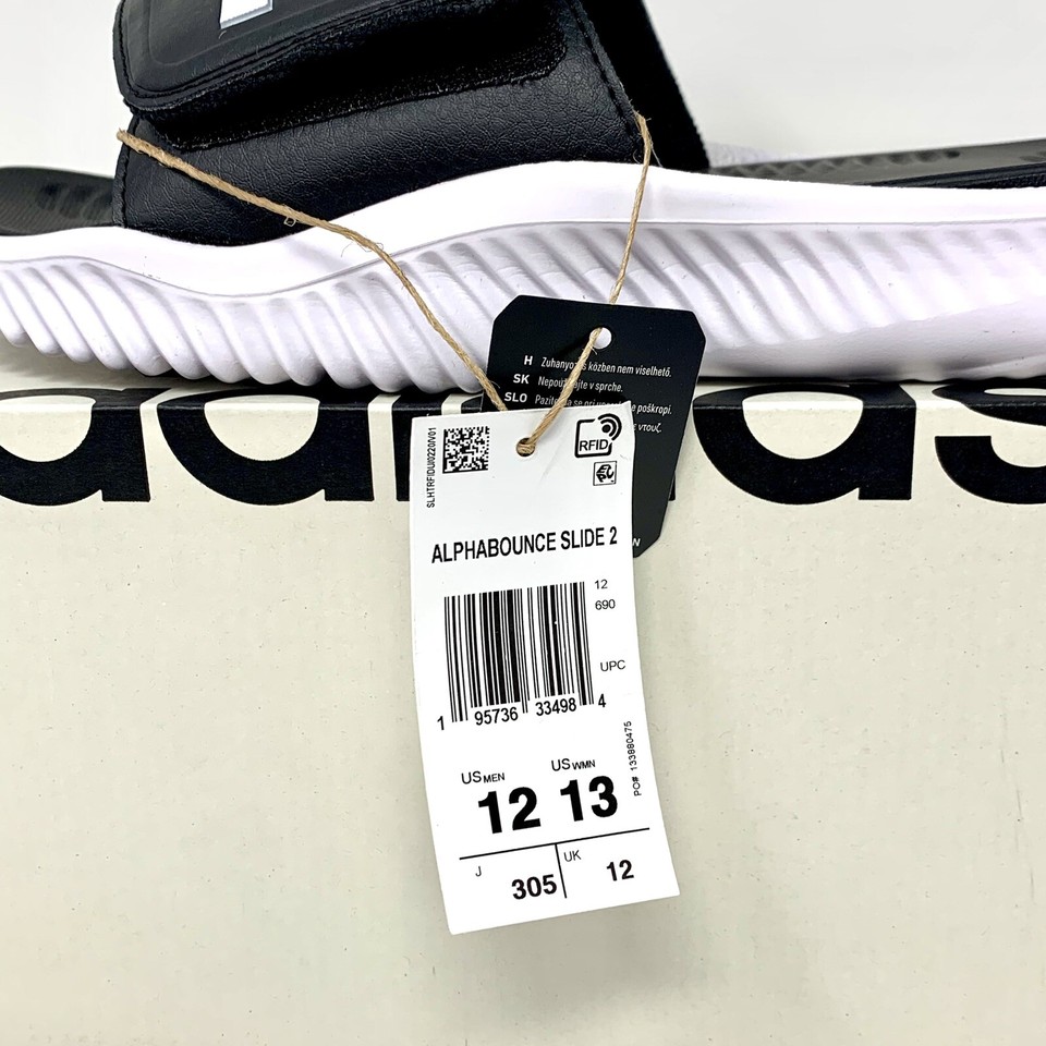 Adidas Alphabounce Slide 2.0 Sandals Black White Men’s 12 GY9415 | eBay