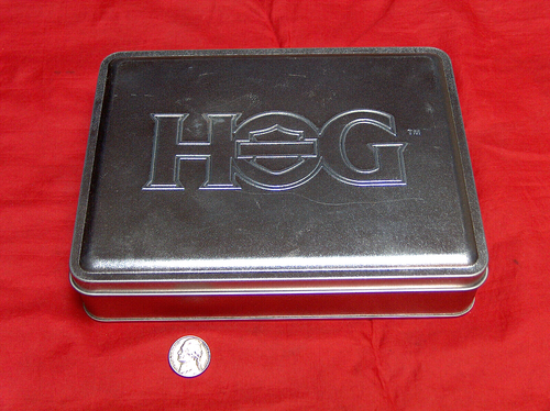 HOG Harley Owners Group Welcome Kit Skull US Silver Motorcycle Tin 8X6 ...