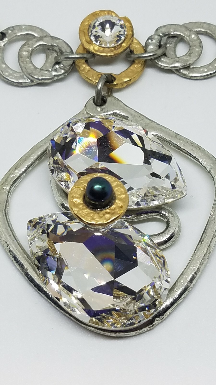 Vintage J. Jansen Modernist Silver & Gold Tone Clear … - Gem