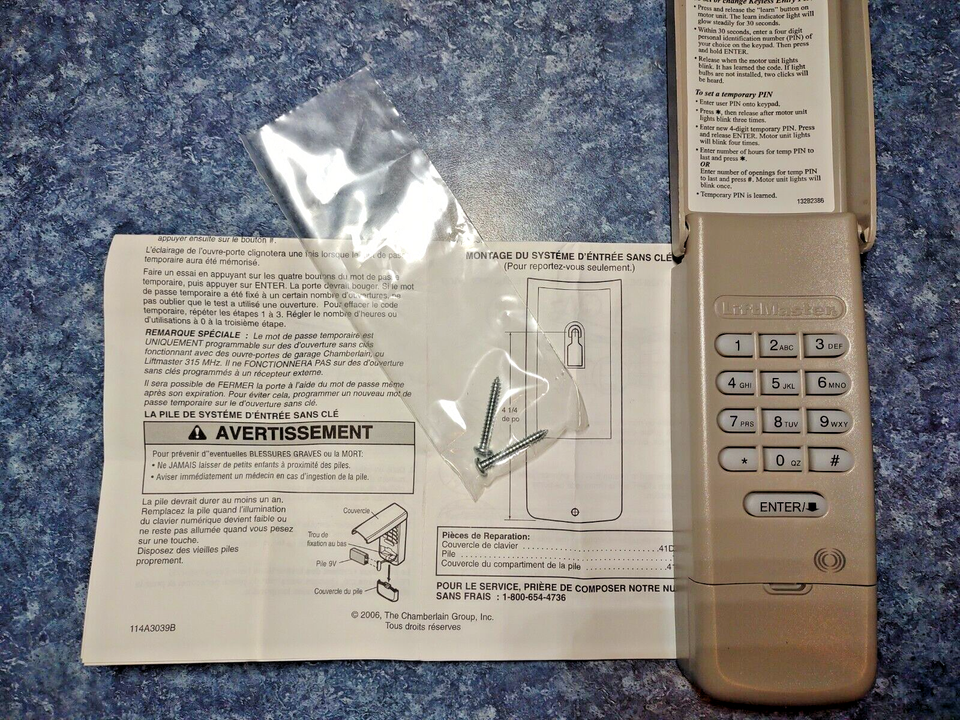 *GENUINE LIFTMASTER BRAND* LiftMaster 377LM Wireless Keypad FREE ...