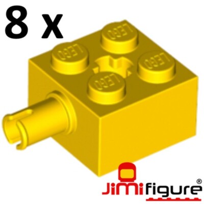 NEW 8 x LEGO 2x2 Modified Brick with Pin Yellow 6232 Genuine Bulk Lot ...