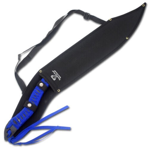 25" Dual Twin Ninja Sword Machete Full Tang Tactical Blue Blade Katana ...