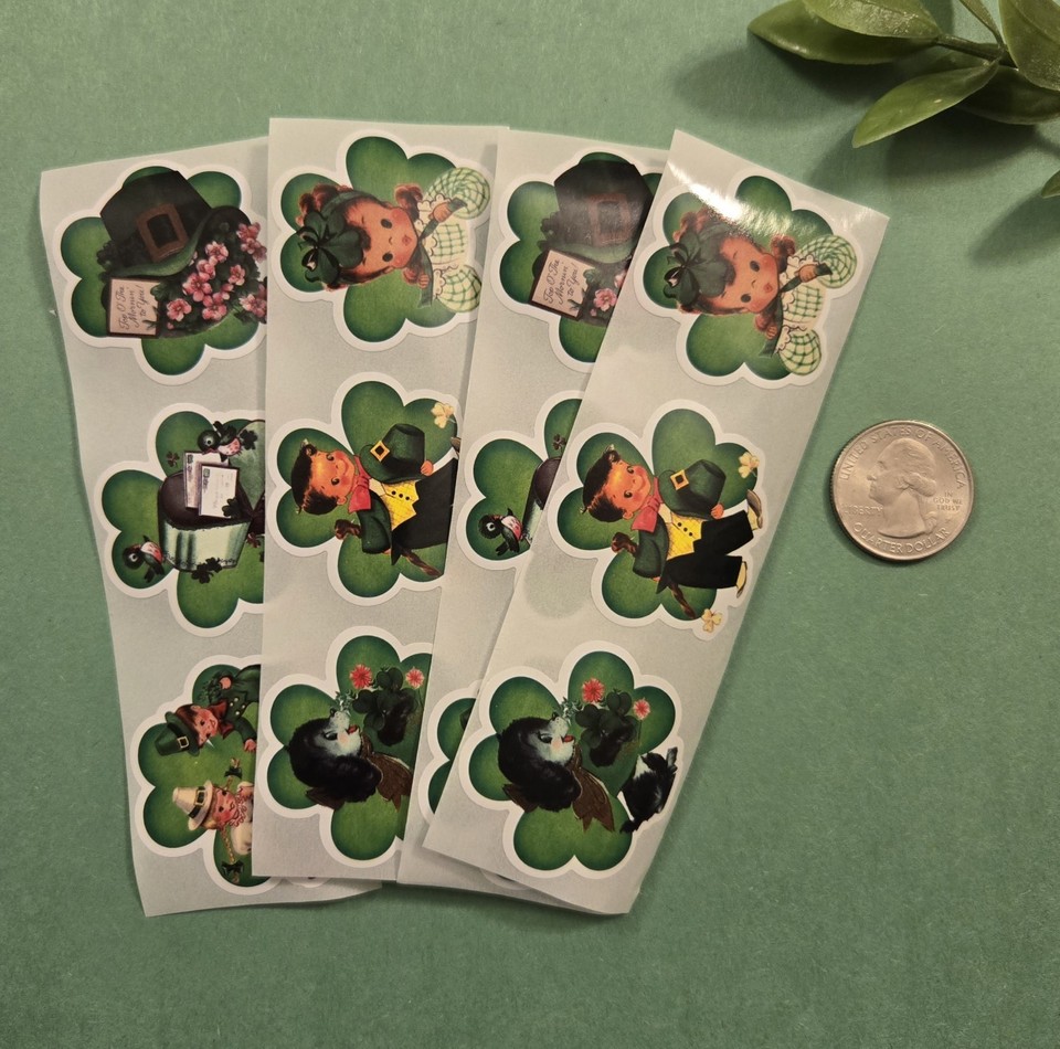 12 Vintage Style St Patrick's Day Stickers/Leprechaun Stickers/St ...
