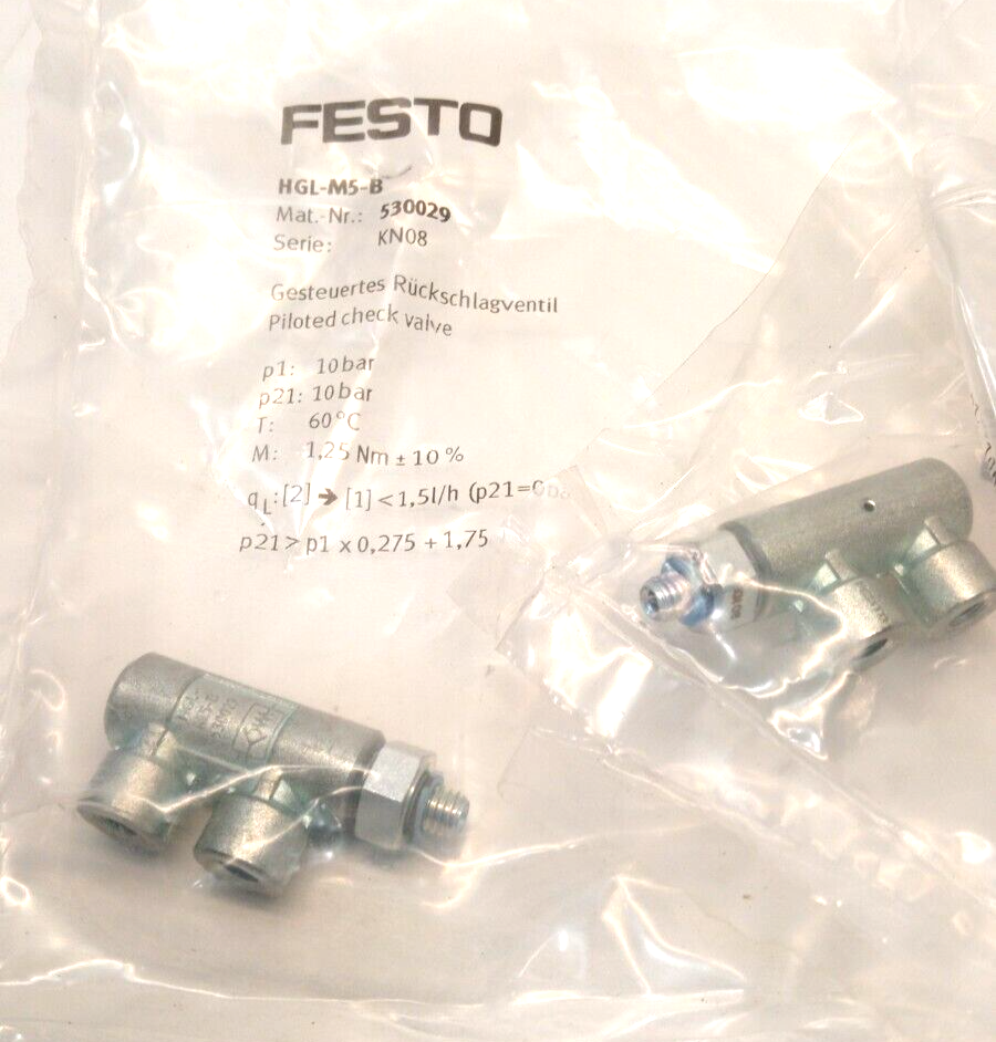 5x FESTO gesteuertes Rückschlagventil HGL-M5-B 530029 OVP | eBay.de
