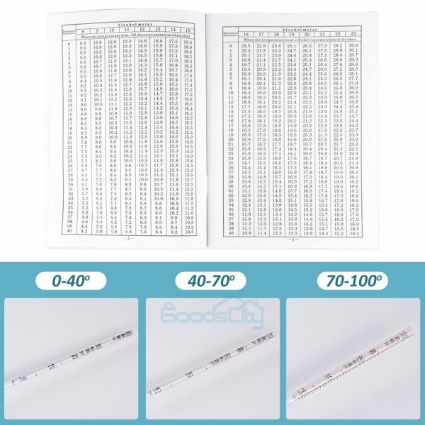 Alcohol Hydrometer Proof & Tralle Meter Distilling Tester Spirit Scale ...