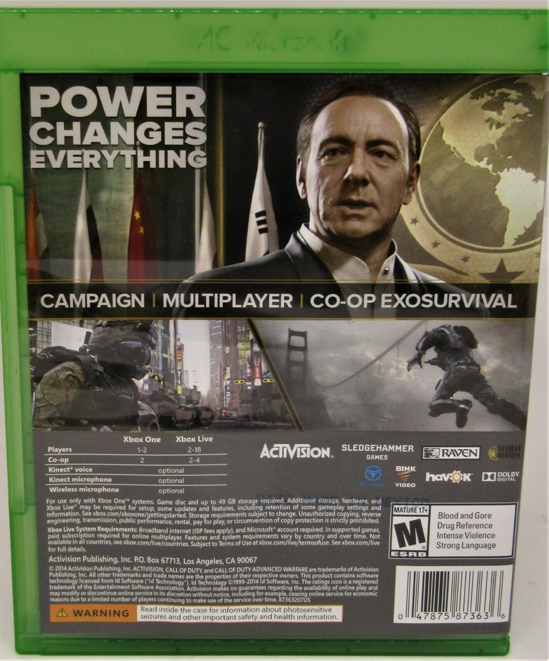 Xbox 360 Call Of Duty: Advanced Warfare Video Game multiplayer shooter ...