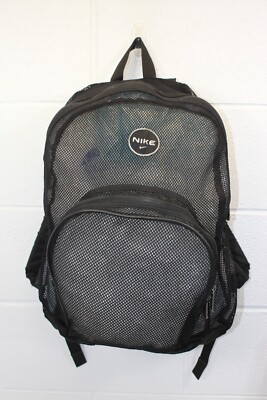 GENUINE Nike ALL MESH C Thru Netted Backpack Black School Gym Work See ...