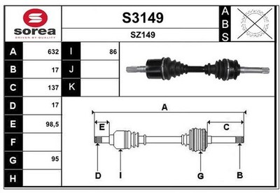 Arbre de transmission SNRA S3149 | eBay