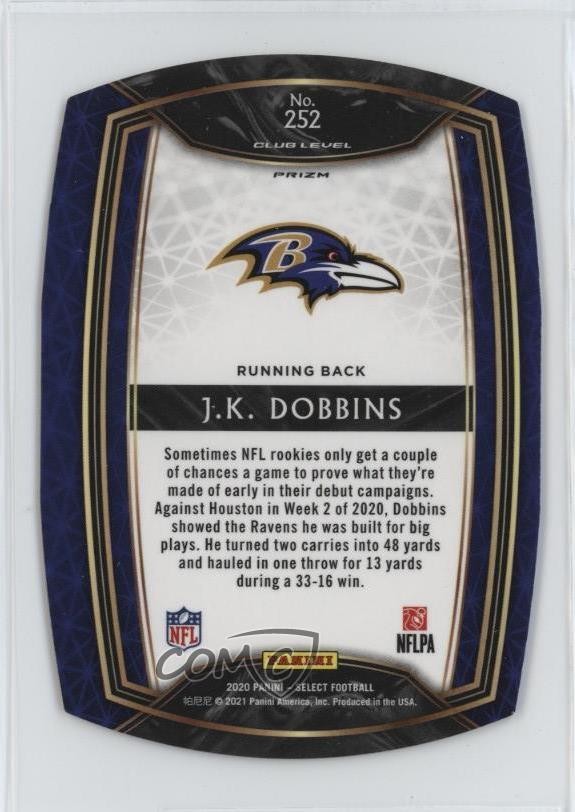 2020 Panini Select Club Level Maroon Prizm Die-Cut JK Dobbins #252 1lu5 ...