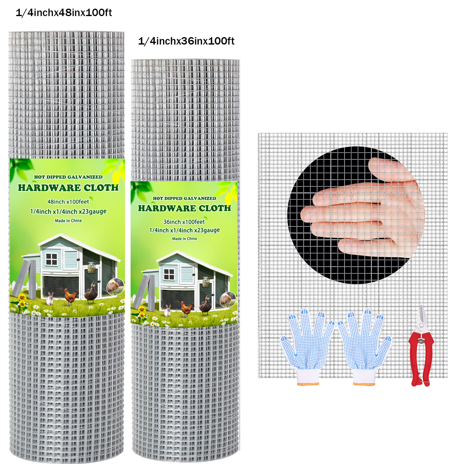 Galvanized Welded Wire Mesh 1/4in Hardware Cloth Chicken Wire Fence ...
