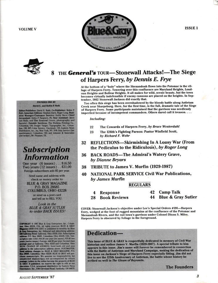 Blue & Gray Magazine - SEP 1987 | eBay