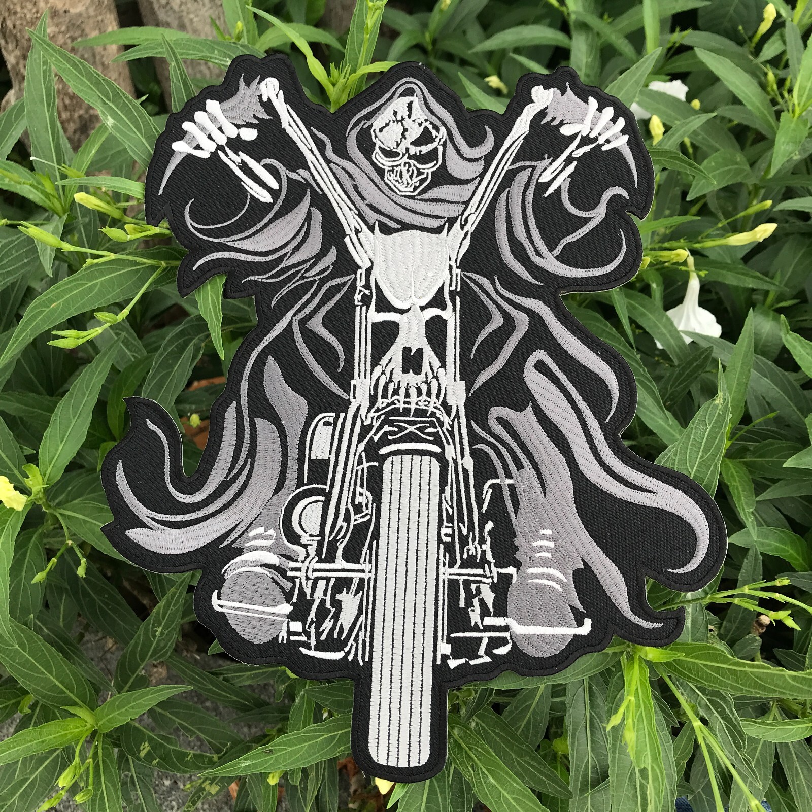 Large Grim Reaper Patch 10 Inch Motorcycle Riding Biker Iron On Leather ...
