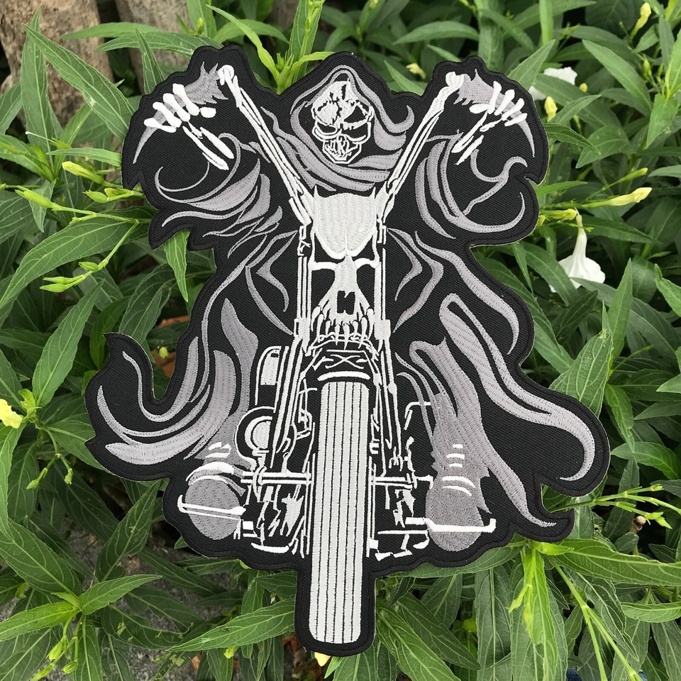 Large Grim Reaper Patch 10 Inch Motorcycle Riding Biker Iron On Leather ...