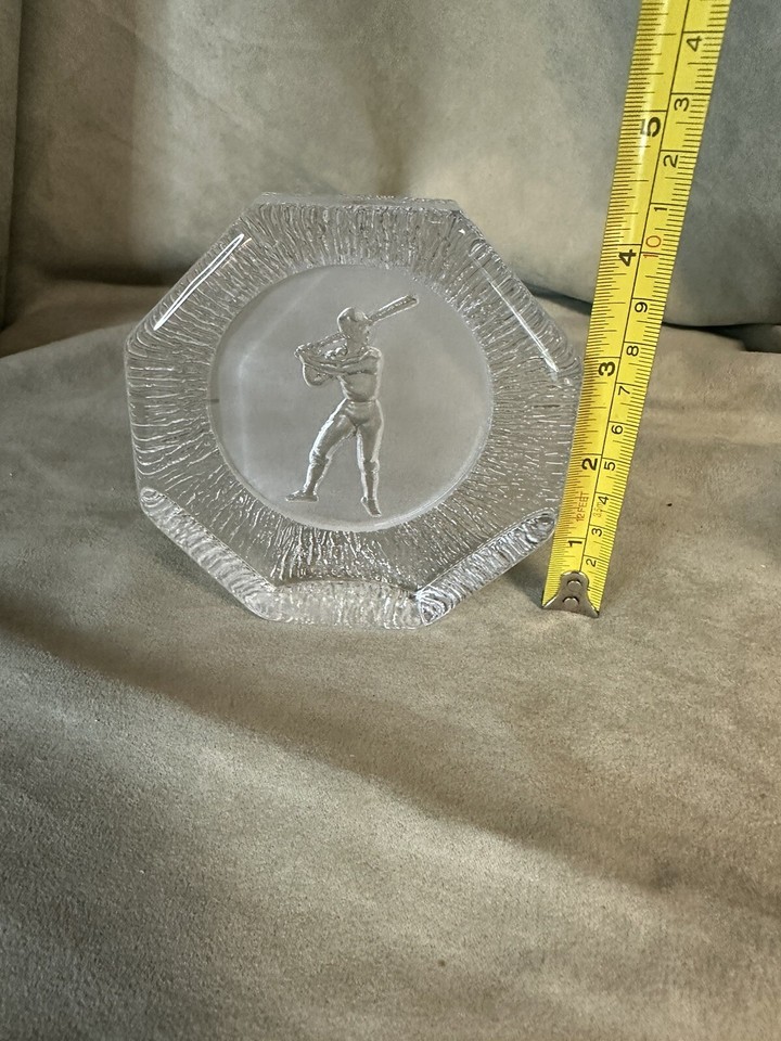 Nybro Sweden Crystal Baseball Player Paperweight | eBay