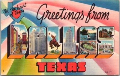 Vintage DALLAS, Texas Large Letter Postcard Multi-View Colourpicture ...