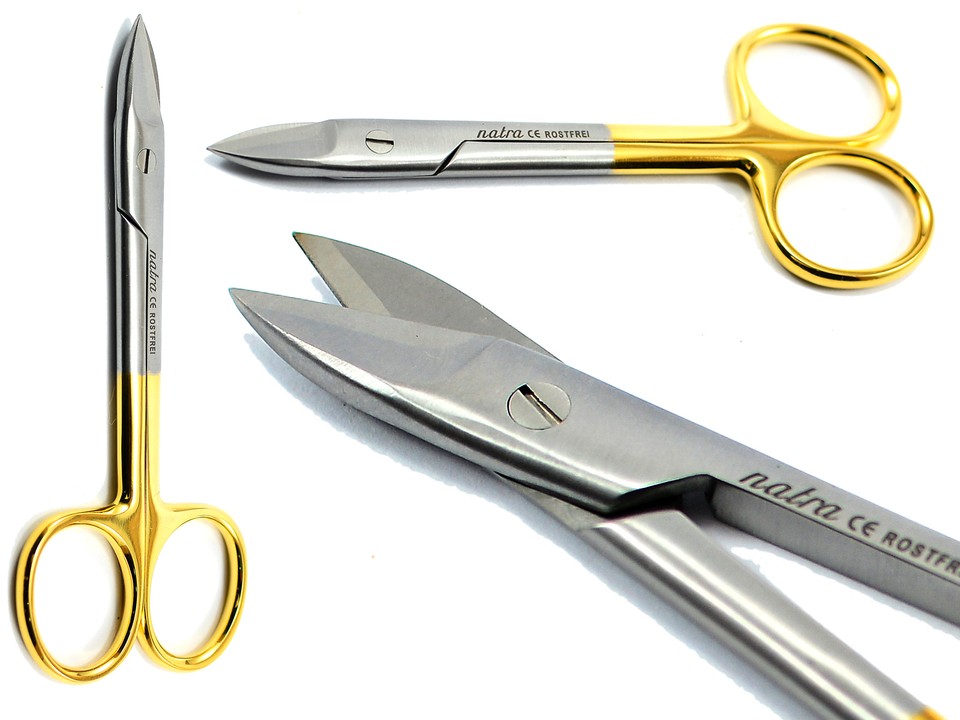 Crown Scissors TC straight 10,5 cm surgical shears gold teeth dental ...