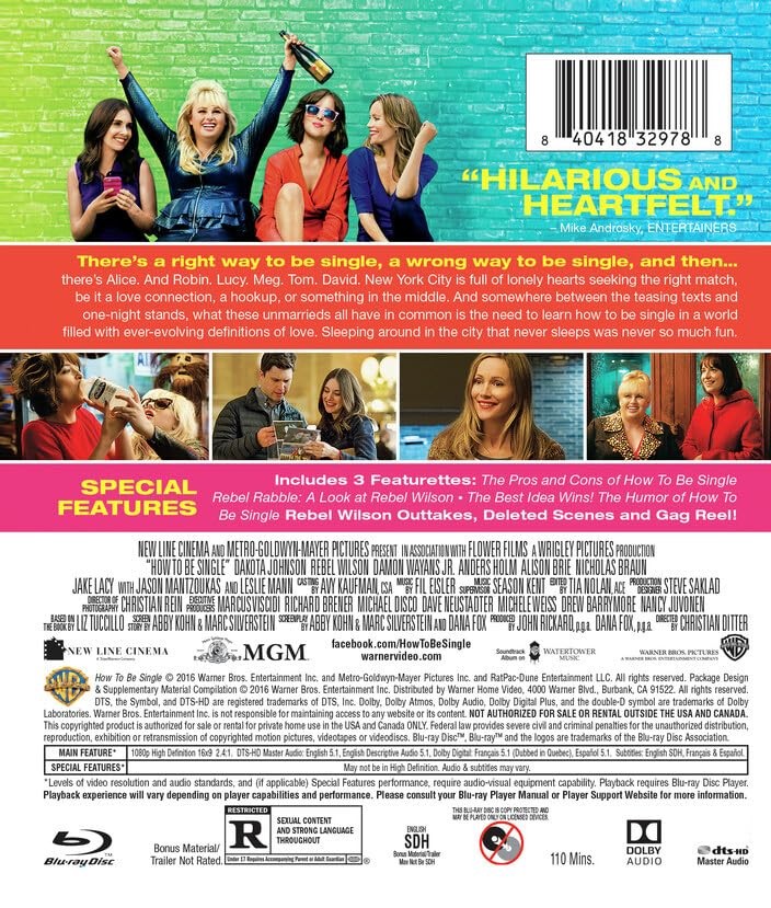 How to be Single (Blu-ray) Alison Brie Anders Holm Dakota Johnson Rebel ...