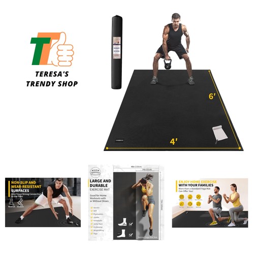 Large Exercise Mat for Home Workout, 8'x6'/7'x5'/6'x4' 7 mm Extra Thick ...