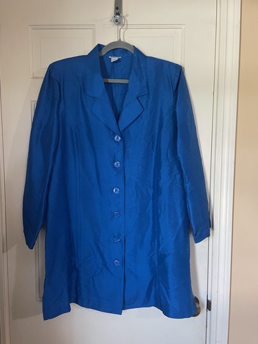 Vintage Silks By ISC Blue 100% Silk Jacket Size Large Button Up Coat ...