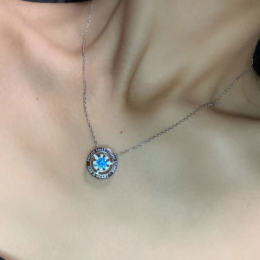 Iron Man Tony Stark Arc Reactor Necklace 925 Sterling Silver Pendant ...