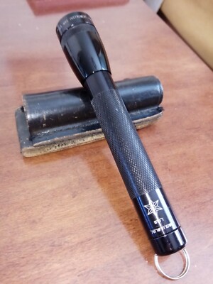 Israeli Police Vintage Black MINI MAGLITE 2-AA Flashlight /Leather ...