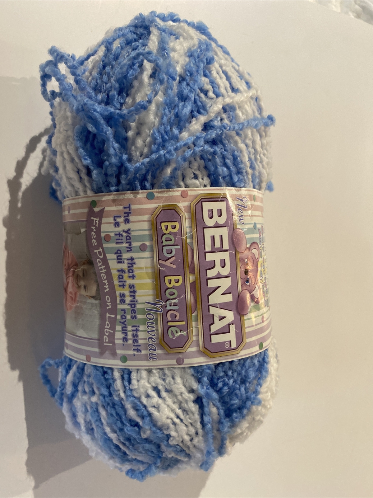 NEW Bernat Baby Boucle Yarn- Blue And White 142985 204 Yards | eBay