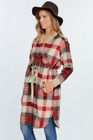 NWT Women's Red Woodland Tartan Plaid Shirt Jacket Red Shacket Coat ...
