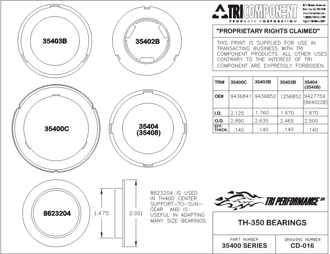 Torque Converter Bearing Race 8623204, High Performance GM TH350 TH400 ...