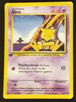 NM - Abra - 43/102 - 1st Edition - Base Set - German - Pokemon Card | eBay