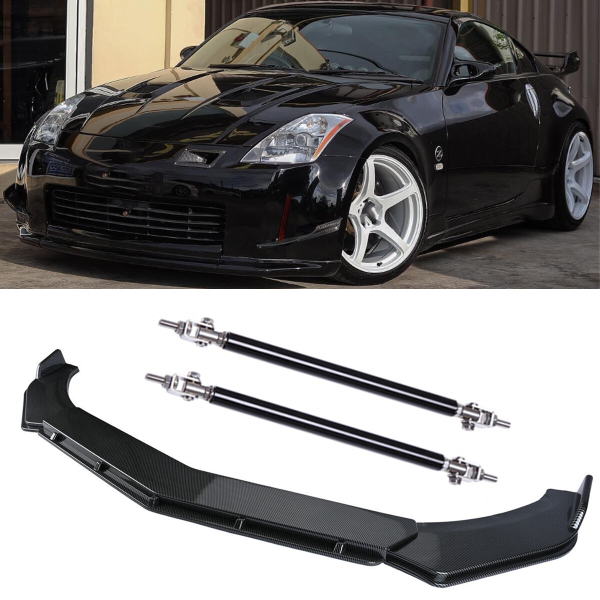 For Nissan 350Z 370Z Carbon Fiber Front Bumper Lip Spoiler Splitter ...