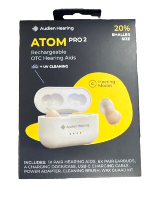 Audien ATOM PRO 2 Wireless Rechargeable OTC Hearing Aid Open Box | eBay