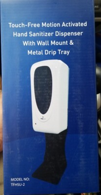 Touch-Free Motion Sanitizer or Soap Dispenser w/Wall Mount & Metal Drip ...