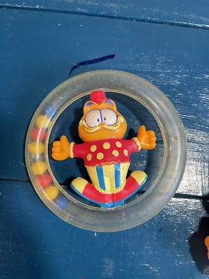 Garfield Collectible Baby Toys Teething Ring Rattle Vintage Jim Davis ...