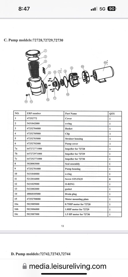 Splapool Swimming Pool Spa pump MODEL 72729 115V AMPS 9A | eBay